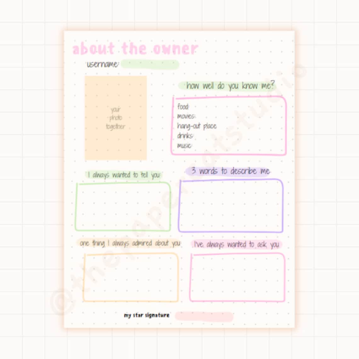 Cute Slam Book Templates, Printable Slam Book, Slam Book Digital, Paper ...