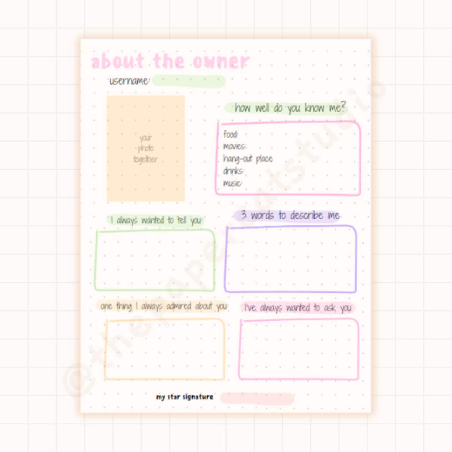 Cute Slam Book Templates, Printable Slam Book, Slam Book Digital, Paper ...