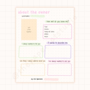 Cute Slam Book Templates, Printable Slam Book, Slam Book Digital, Paper ...