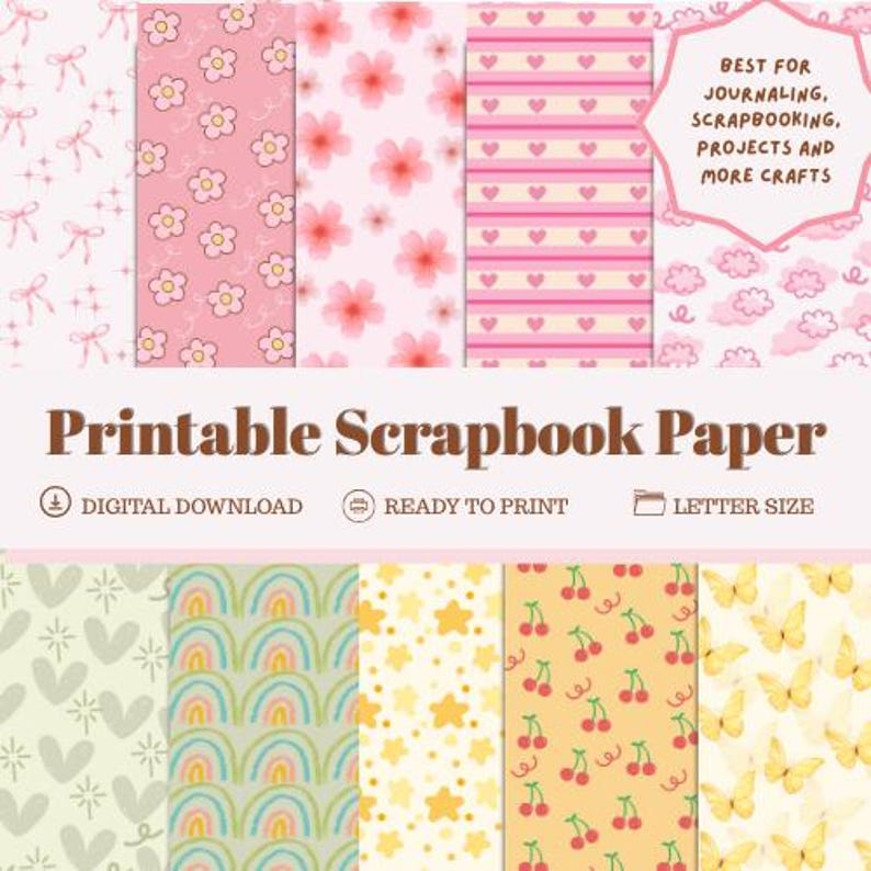Printable Scrapbook Paper | Cute Patterns | Grid Patterns | Designed ...