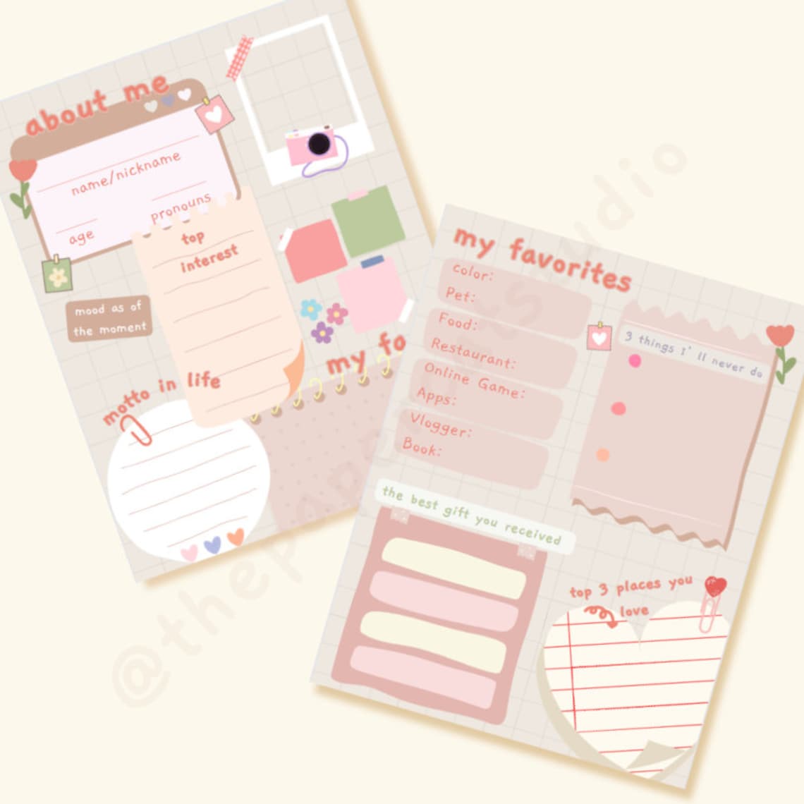 Cute Kawaii Slam Book Templates, Printable Slam Book, Slam Book Digital ...