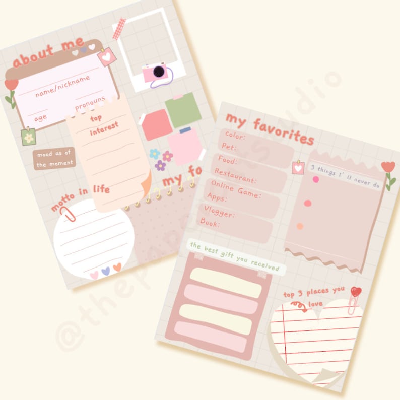Cute Kawaii Slam Book Templates, Printable Slam Book, Slam Book Digital ...