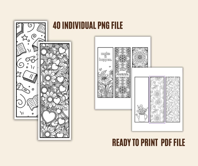 40 Printable Motivational Quotes Coloring Bookmark, Relaxing Coloring ...