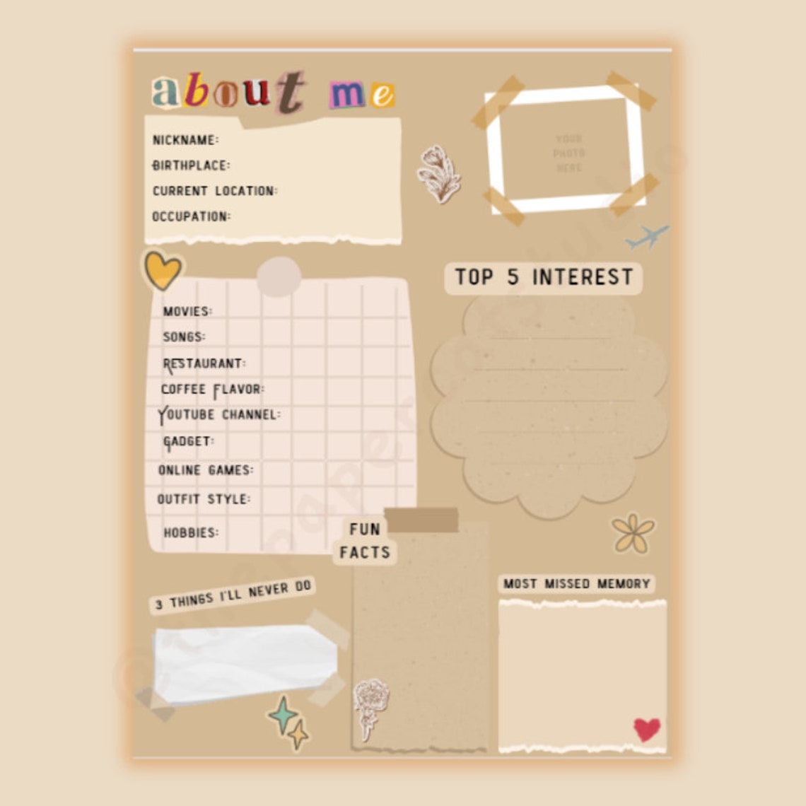 Cute Slam Book Templates, Vintage Theme, Printable Slam Book, Slam Book ...