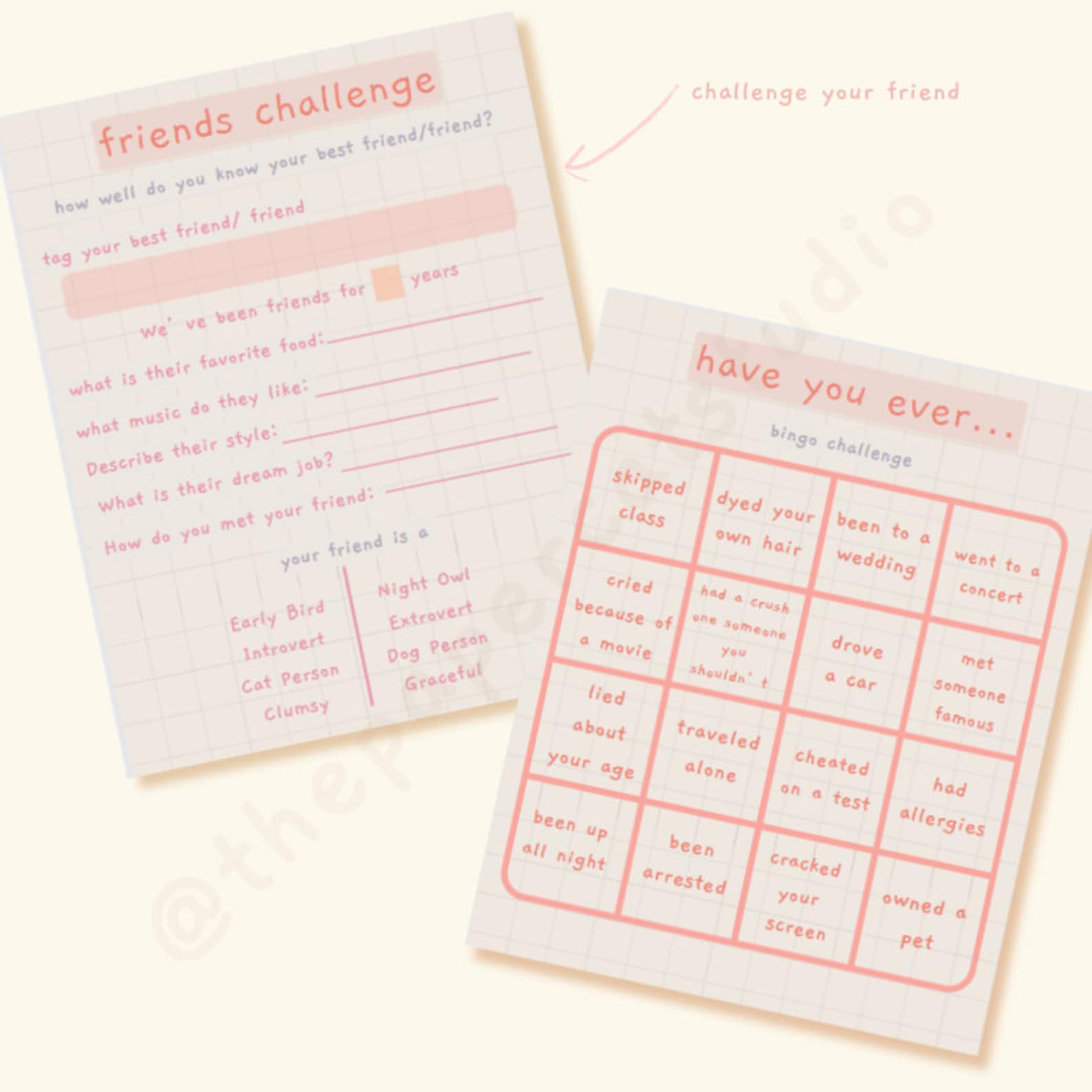 Cute Kawaii Slam Book Templates, Printable Slam Book, Slam Book Digital ...
