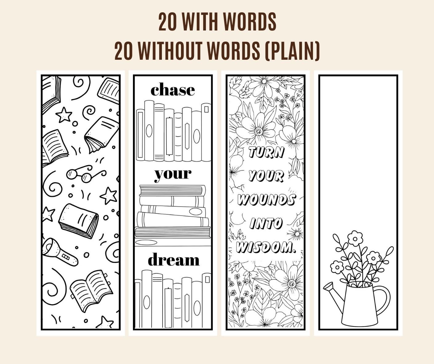 40 Printable Motivational Quotes Coloring Bookmark, Relaxing Coloring ...