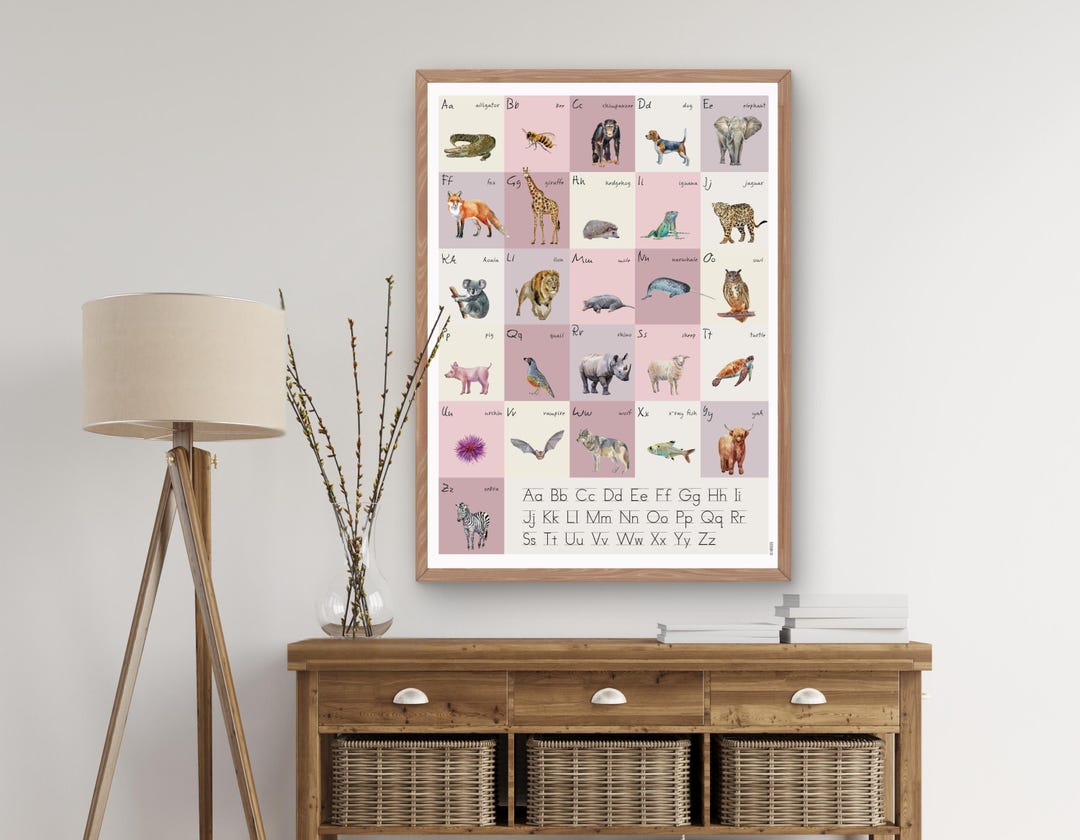 Animal Alphabet Poster: Hand-painted A to Z Nursery Print - Etsy