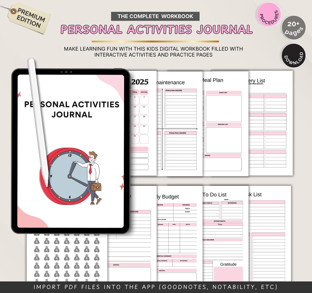 Printable Daily Activity Journal: Habit Tracker, Self-care Planner ...