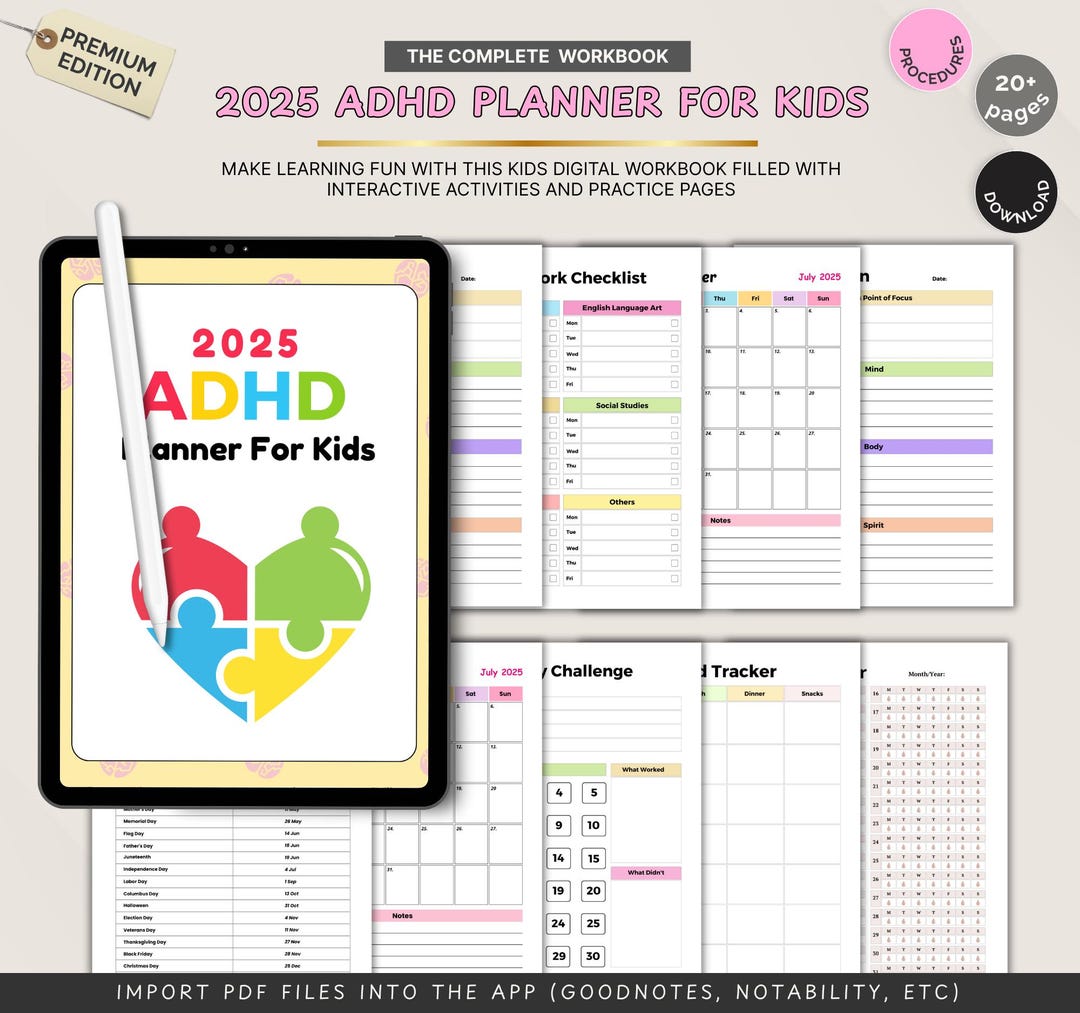 2025 ADHD Planner for Kids: Daily Routine & Behavior Chart (digital ...