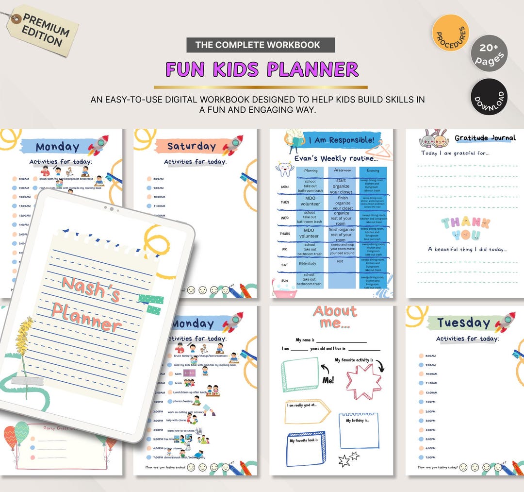 Fun Kids Planner | Printable Daily & Weekly Planner for Children ...