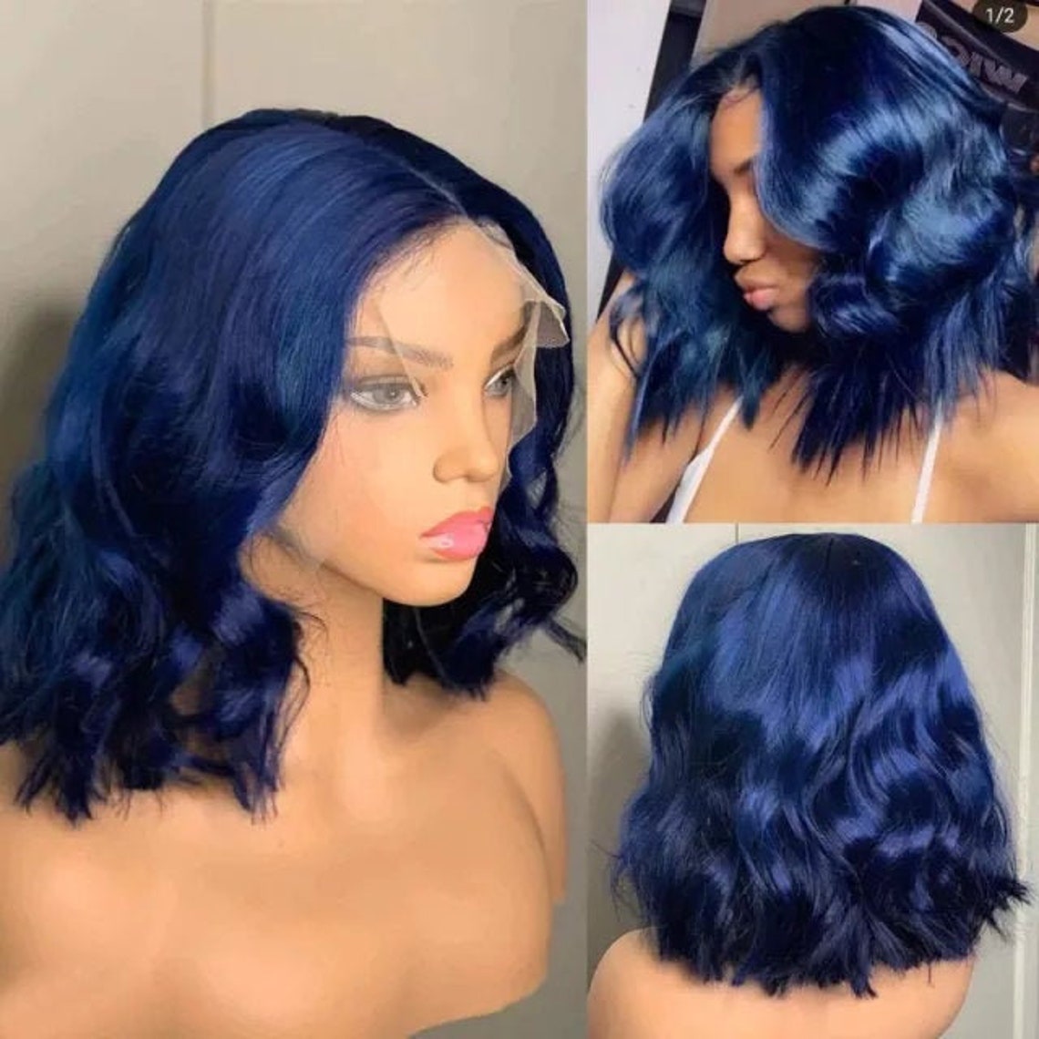 SZA Inspired Blue hair Remy Hair Lace Front Wigs Electric | Etsy