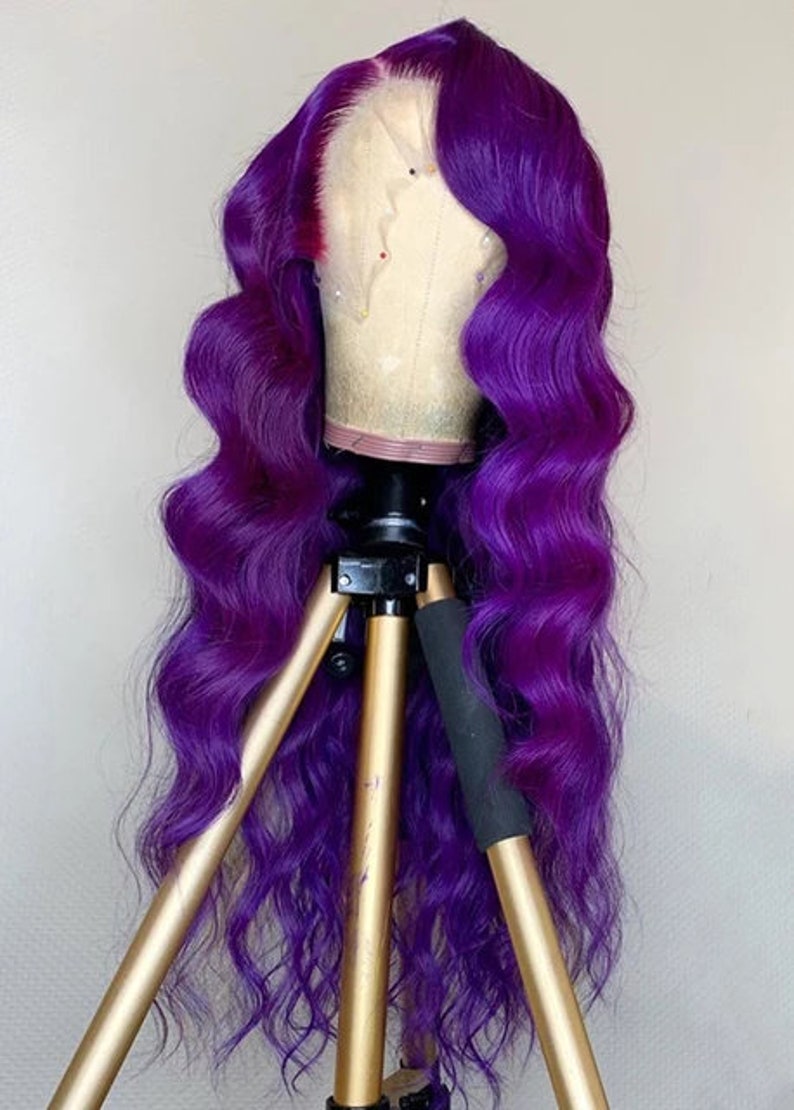 VIVID Lavender Purple Human Hair Wigs Remy Hair Lace Front | Etsy
