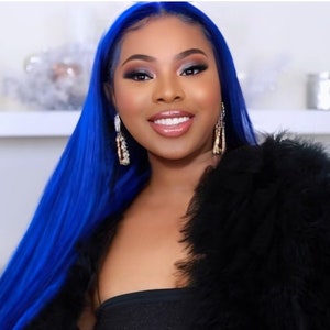 SZA Inspired BLUE Hair Remy Hair Lace Front Wigs, Electric Bluedark ...