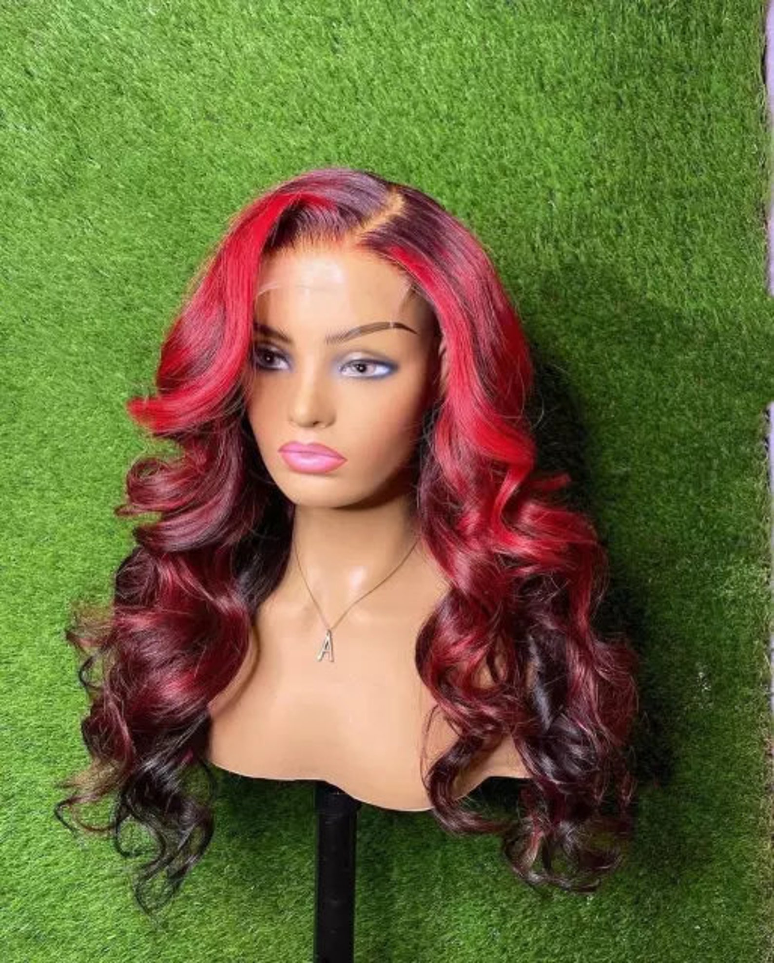 OMBRE RED 99j Burgundy Color 13x4 Lace Front Human Hair Wigs | Etsy