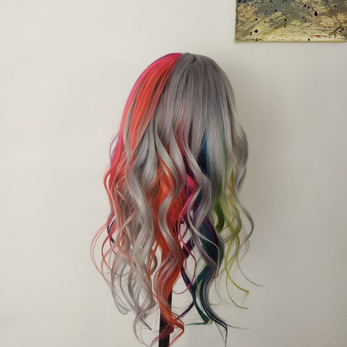 CUSTOM MADE Rainbow Colors and Silver Platinumbrazilian Remy - Etsy