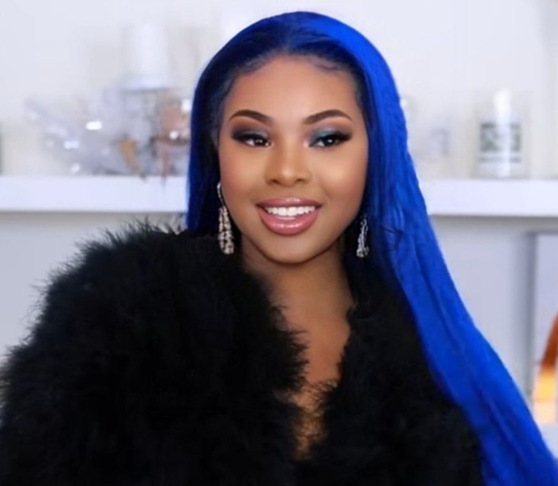 SZA Inspired Blue Hair Remy Hair Lace Front Wigs Electric - Etsy