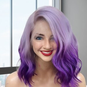 VIVID Remy Hair Lace Front Wigs, Blue,green, Purple, Pink Ombre Color ...