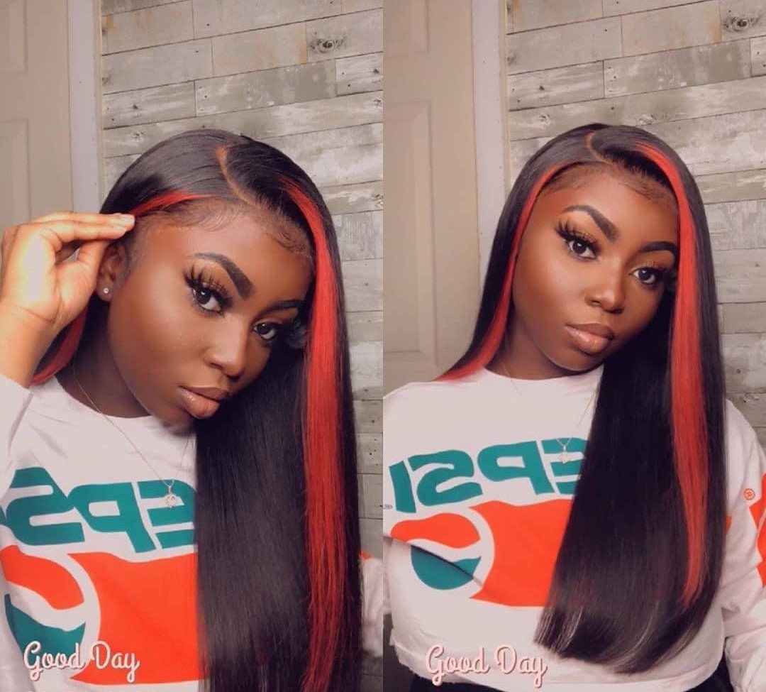 BLONDE Two Front Streaks Straight Human Hair Wiglace Front - Etsy