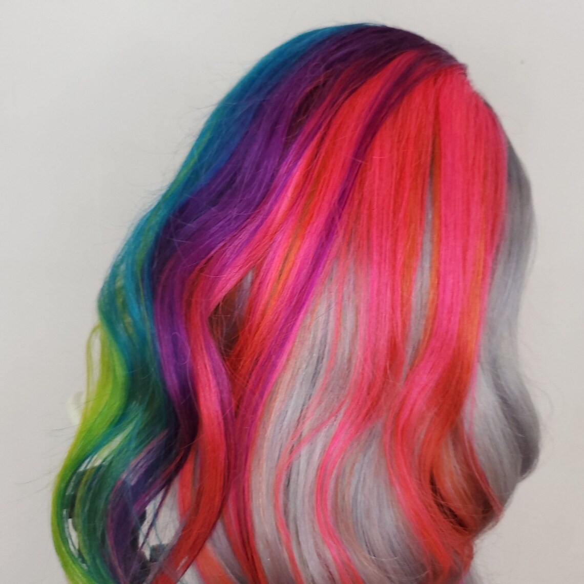 CUSTOM MADE Rainbow Colors and Silver Platinumbrazilian Remy - Etsy