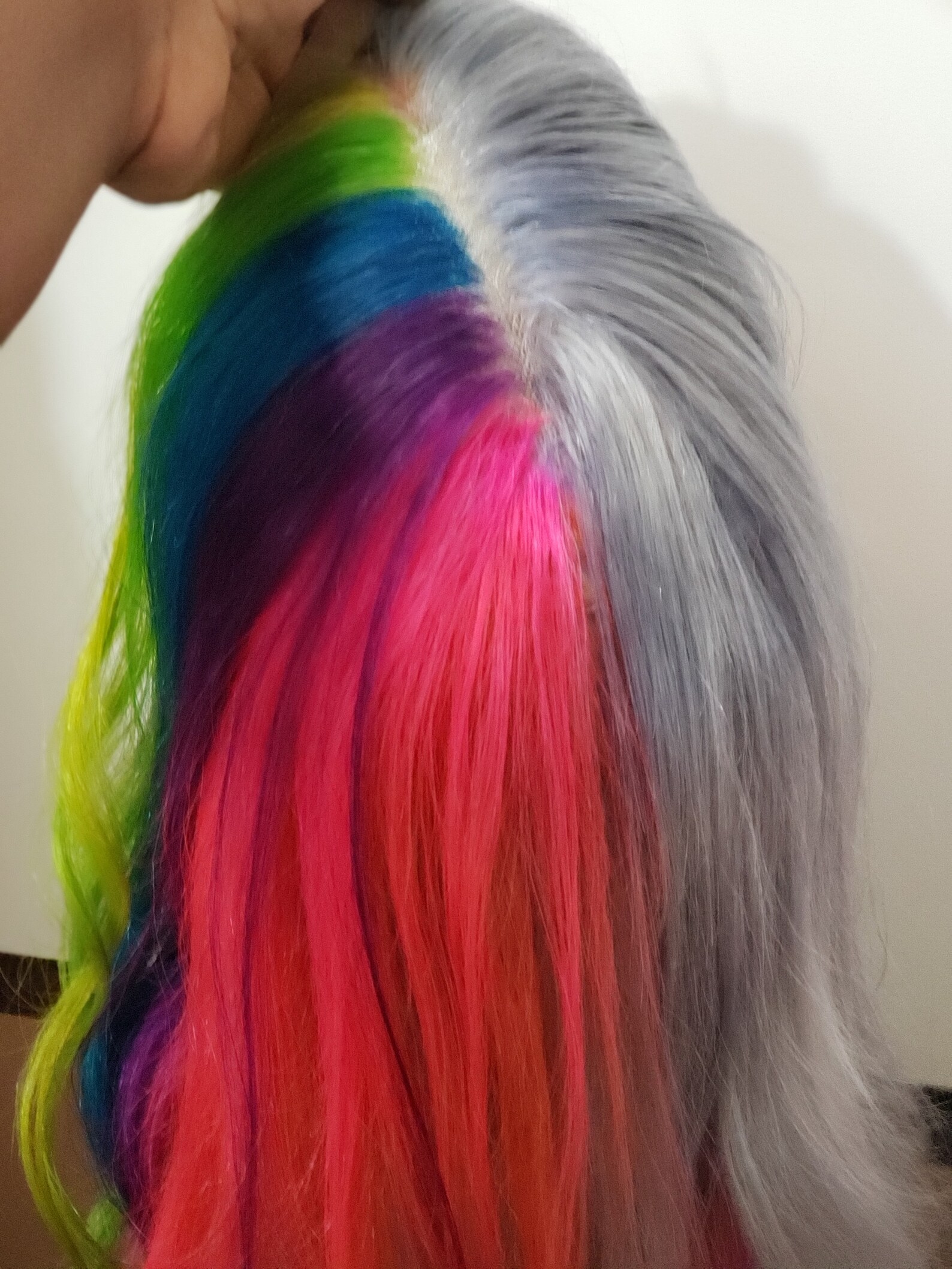 CUSTOM MADE Rainbow Colors and Silver Platinumbrazilian Remy - Etsy