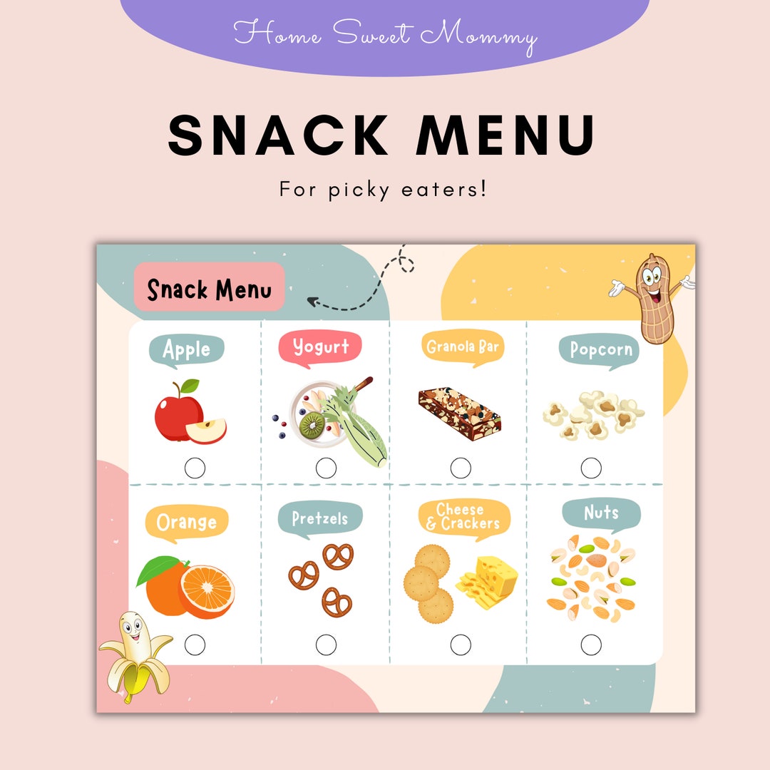 Toddler & Kids Snack Menu - Etsy