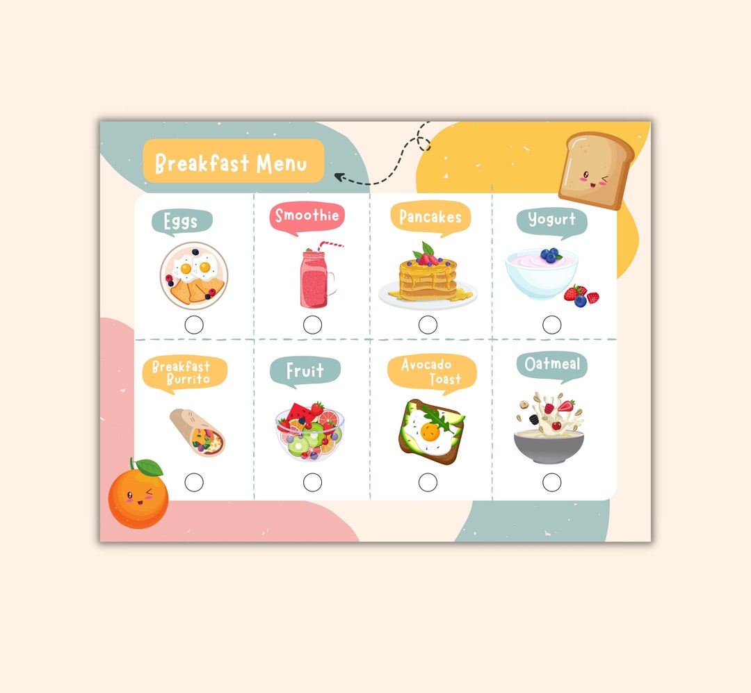 Toddler & Kids Breakfast Menu - Etsy