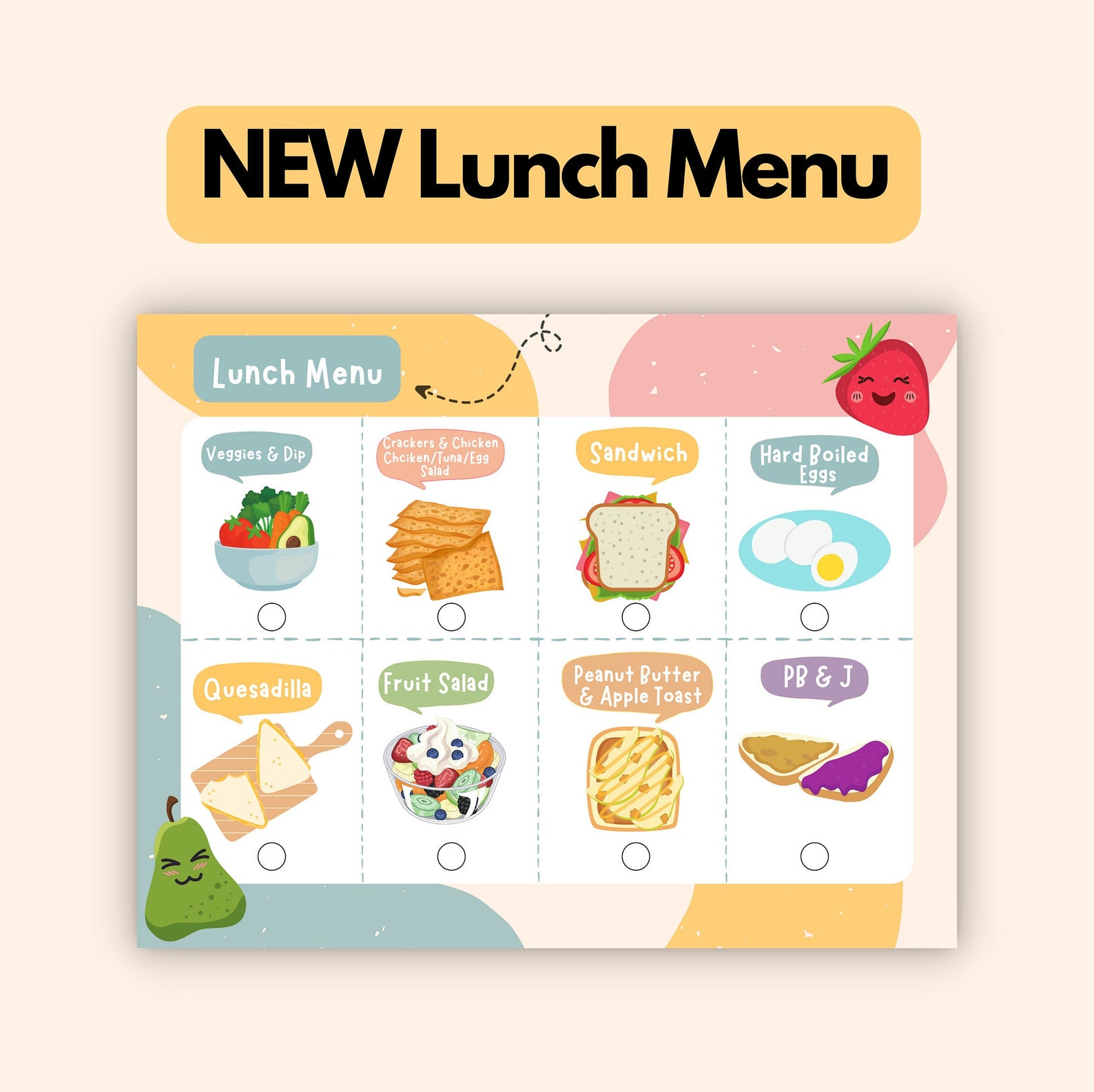 Toddler & Kids Lunch Menu - Digital Download - Printable - Etsy