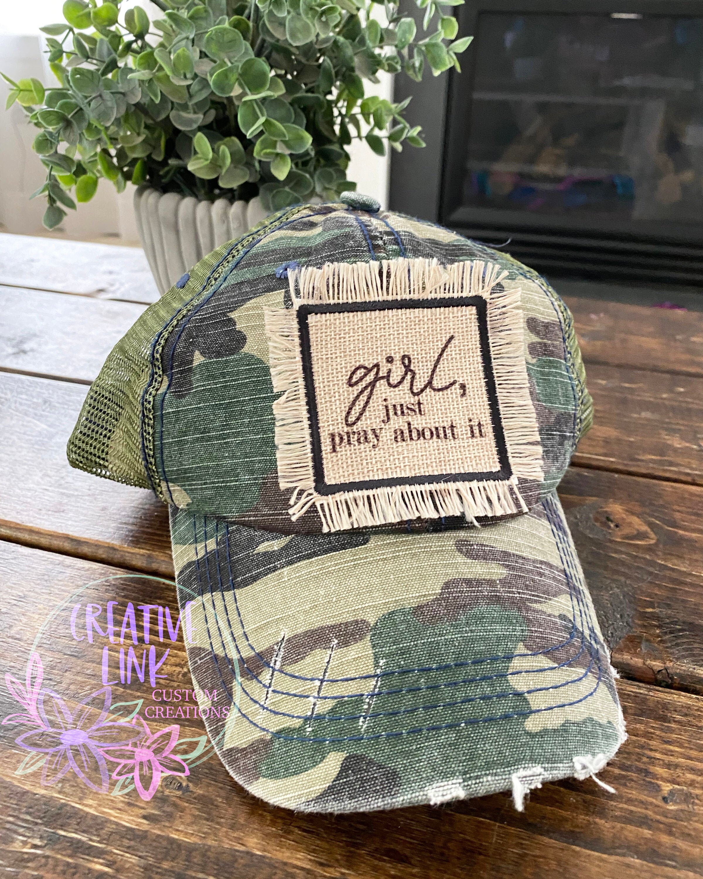 Girl Just Pray About It Camo Patch Hat/ Patch Hat/ | Etsy