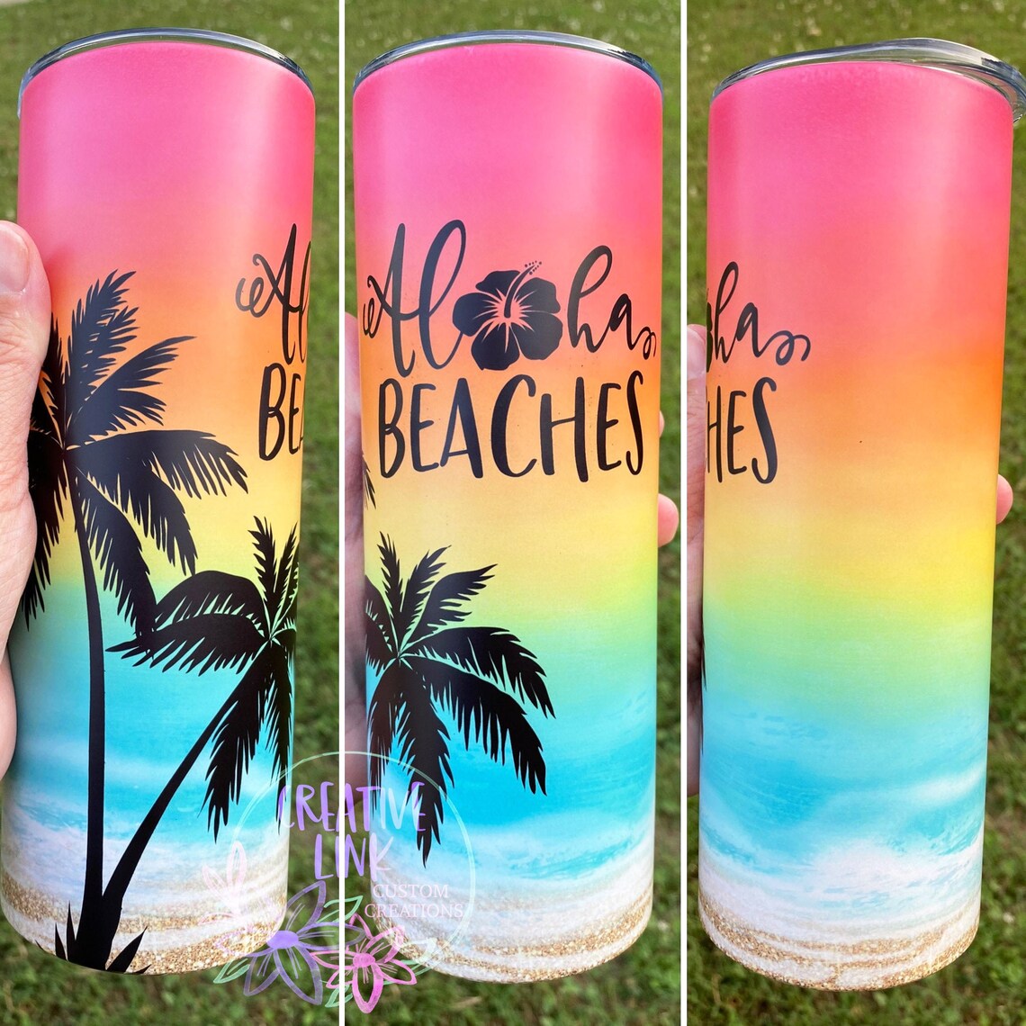 Aloha Beaches Skinny Tumbler / Vaso de playa / Vaso de verano - Etsy España