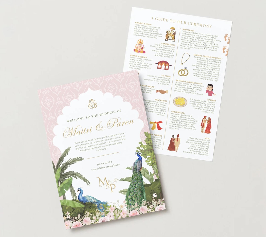 Hindu Wedding Program | Indian Wedding | Canva Template, Ritual Guide ...