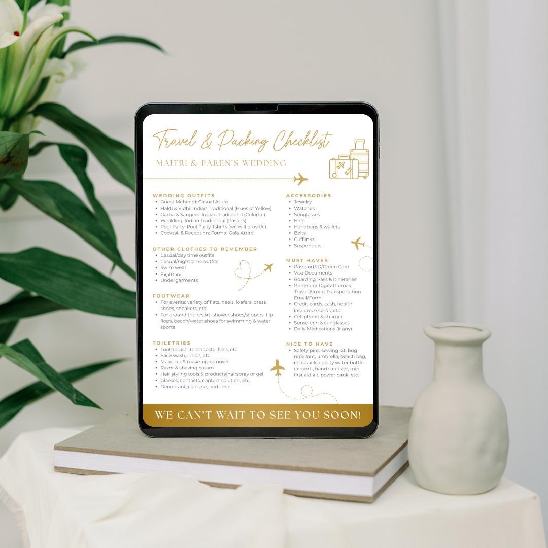 Destination Wedding Guest Packing List | Wedding Travel Checklist ...