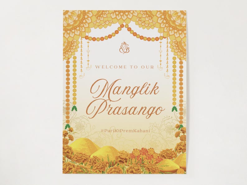 Manglik Prasango Welcome Sign | Haldi & Vidhi Ceremony (digital ...