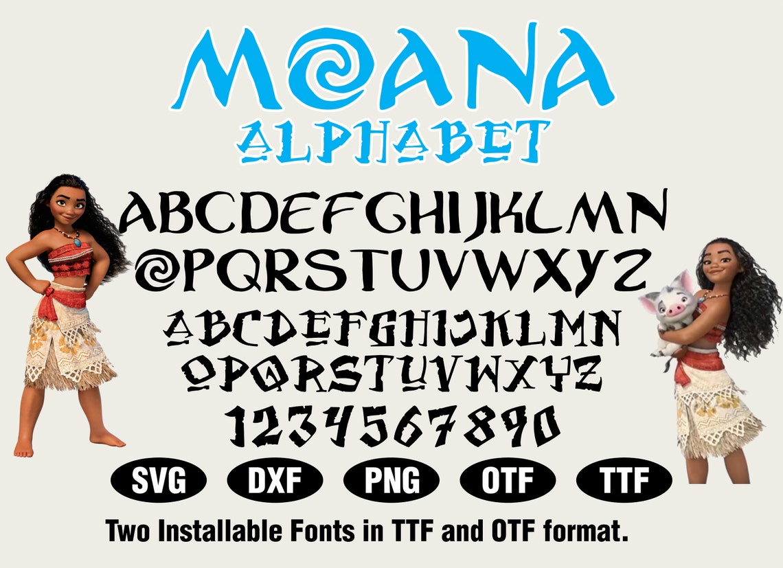 Moana Font svg. Moana Disney Font. Moana Alphabet svg Instant | Etsy