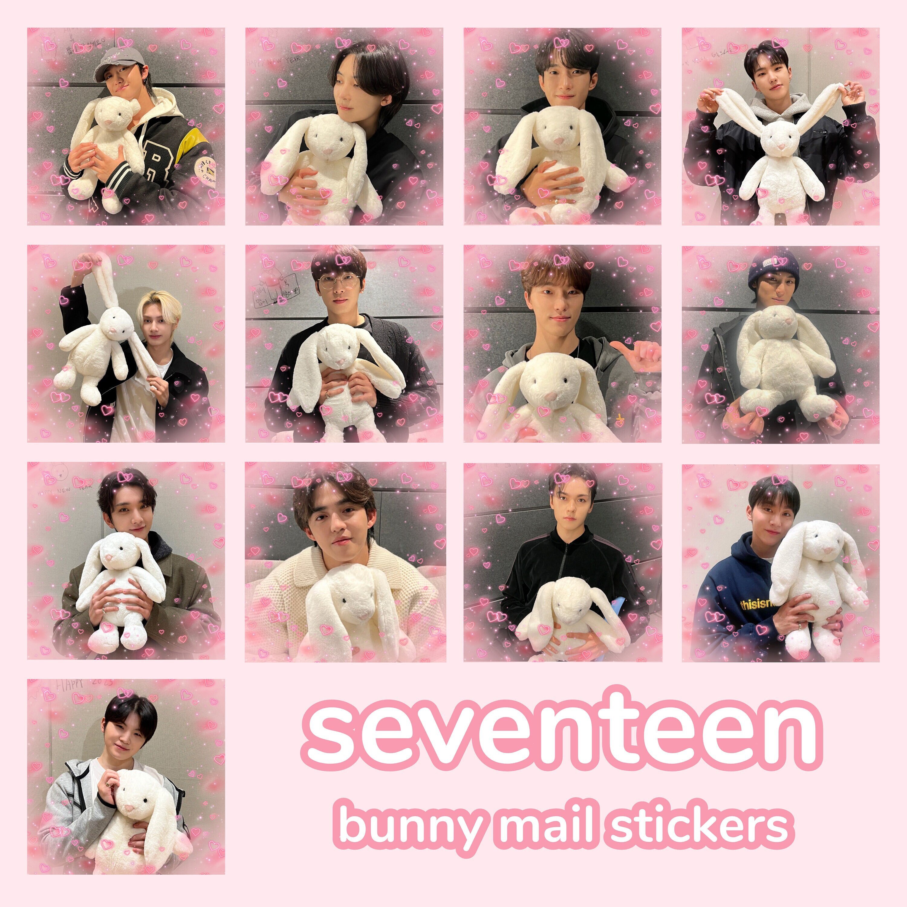 Seventeen Bunny Mail Stickers - Etsy
