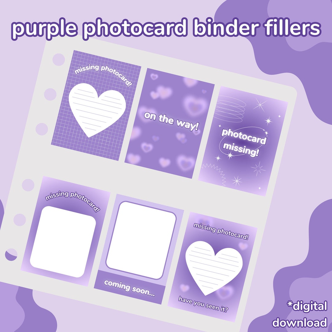 Kpop Missing Photocard Binder Fillers - Purple // Digital Download - Etsy