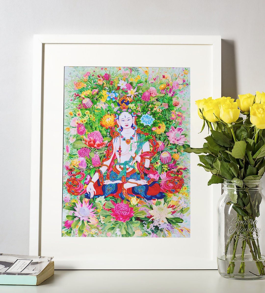Brilliantly Vivid White Tara. Tibetan Contemporary Art by Karma ...