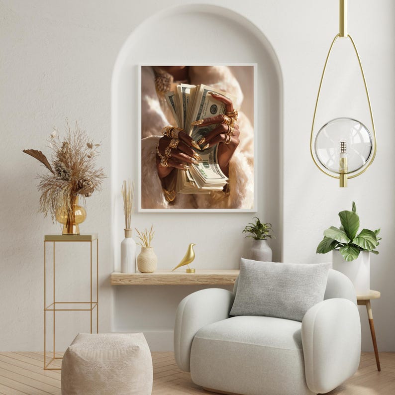 Glam Gold Jewelry Hand Money Print: Chic Wealth Decor (digital Download ...
