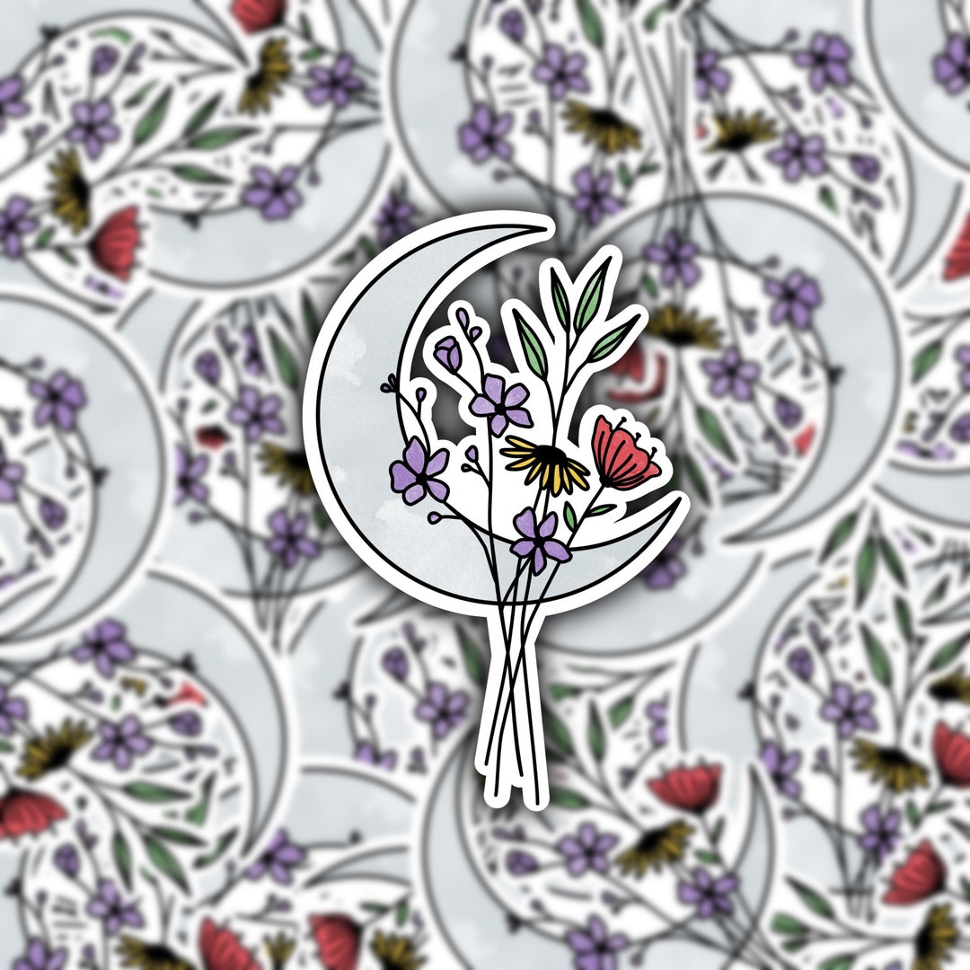 Wildflower Moon Sticker | Witch Sticker | Moon Phases | Watercolor ...