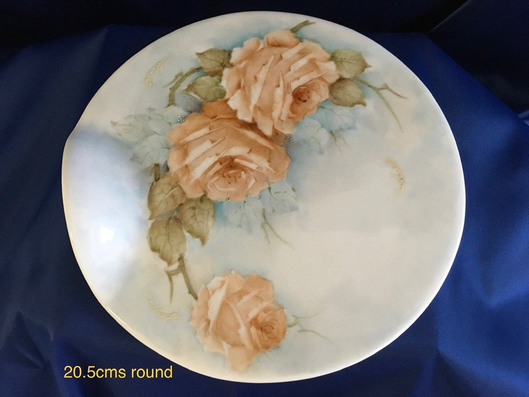Hand Painted Porcelain Round Plate - Etsy