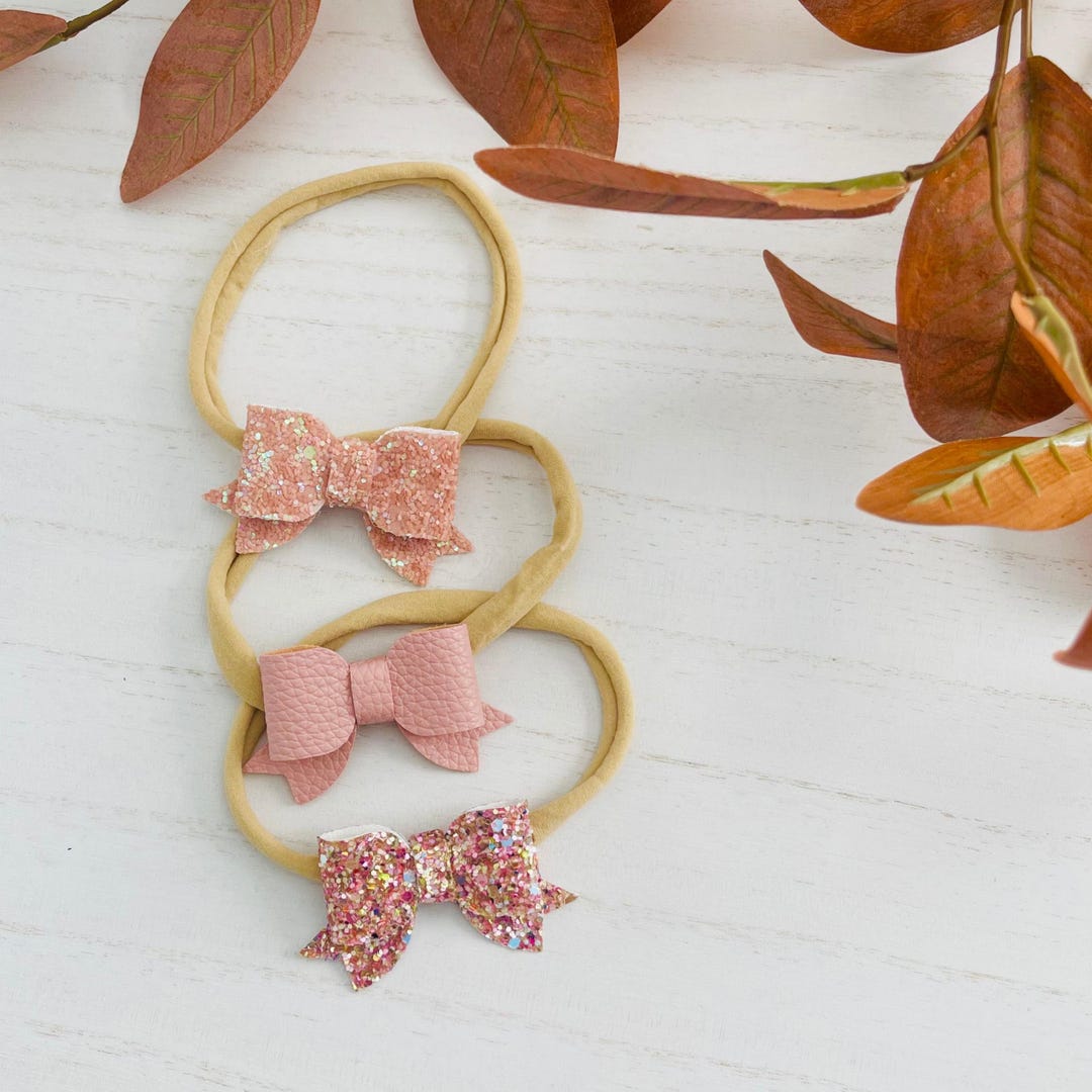 Sparkly Faux Leather Bow, Baby Headband or Clip - Etsy