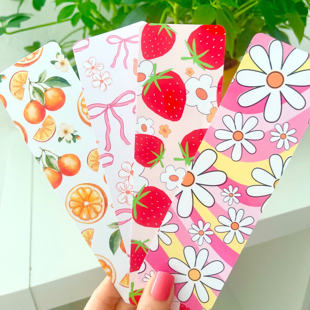 Laminated Bookmarks, Pretty Bookmarks, Bookmarks, Strawberry Bookmarks ...
