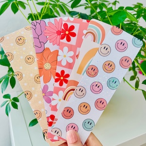 Laminated Bookmark: Retro Floral, Smiley Face, Rainbow - Etsy