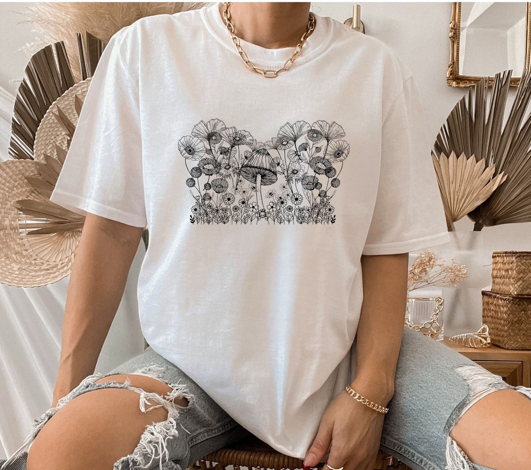 Lingerie T-shirt Flower Bra Graphic Tee Garden Design Lingerie - Etsy