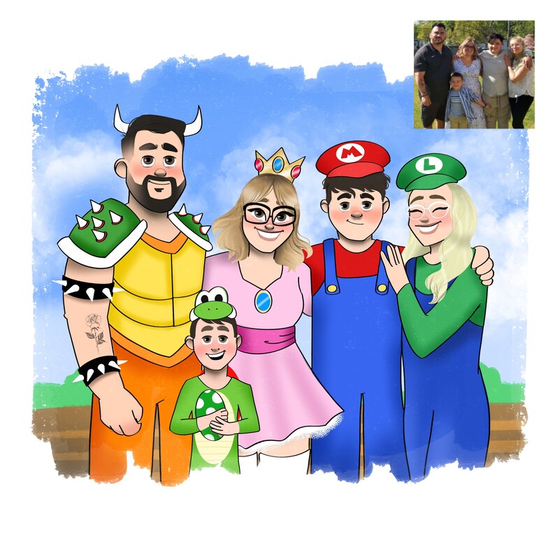 Mario Couples Digital Portrait Custom Made Art Family - Etsy