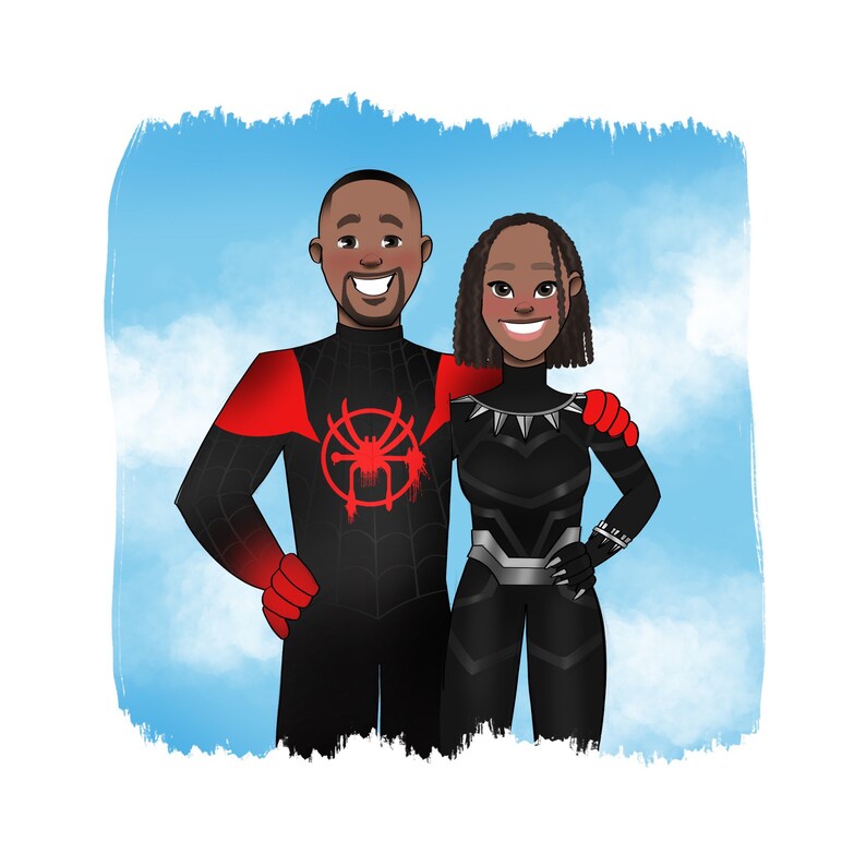 Marvel Superhero Custom Portrait MCU Couples Illustration - Etsy