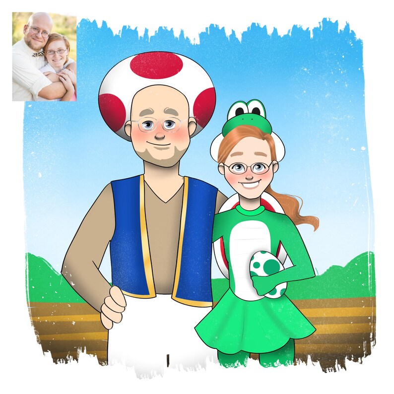Mario Couples Digital Portrait Custom Made Art Family - Etsy