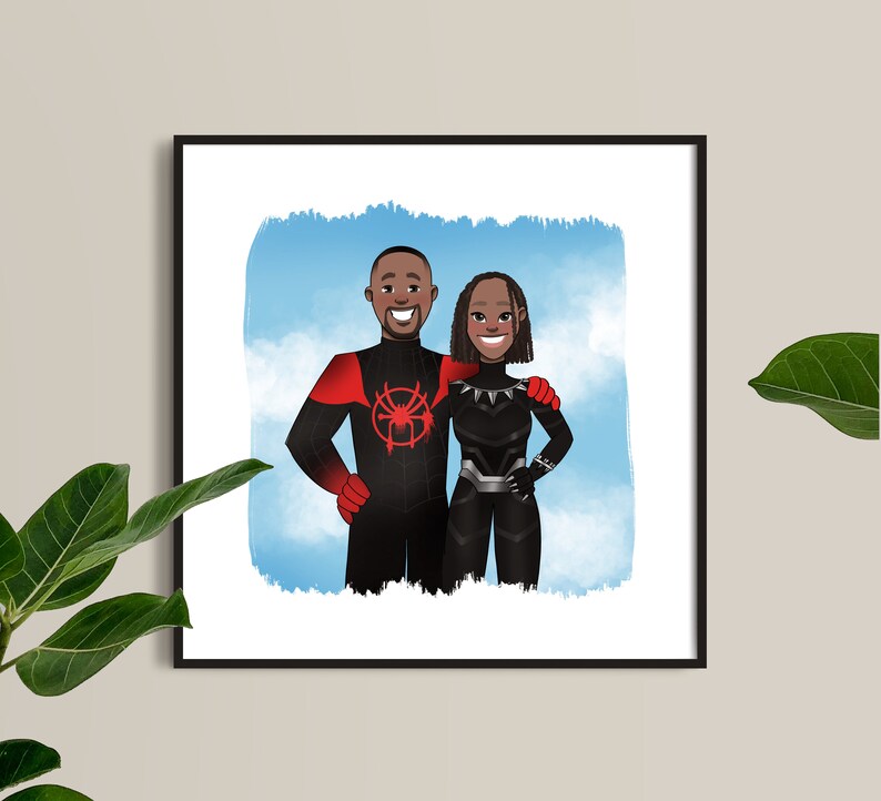 Marvel Superhero Custom Portrait MCU Couples Illustration - Etsy