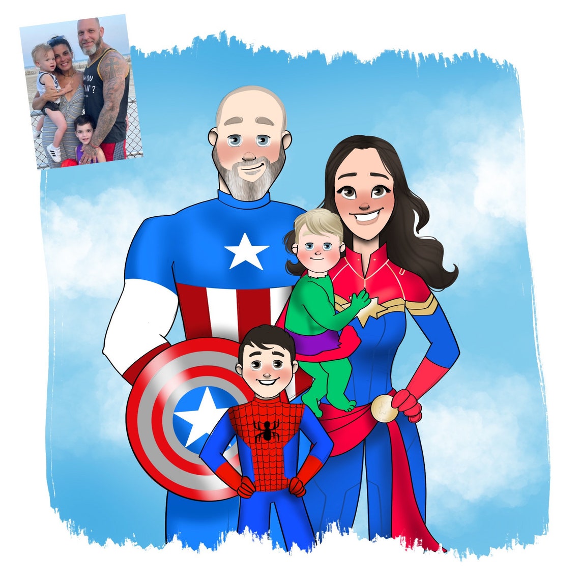Marvel Superhero Custom Portrait MCU Couples Illustration - Etsy