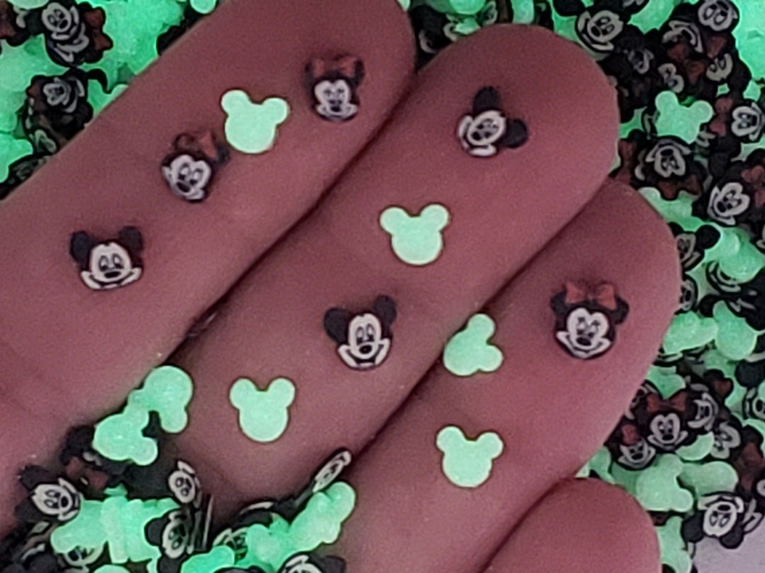Glow in the Dark Mickey & Minnie Polymer Clay Slices: Nail Art, Slime ...