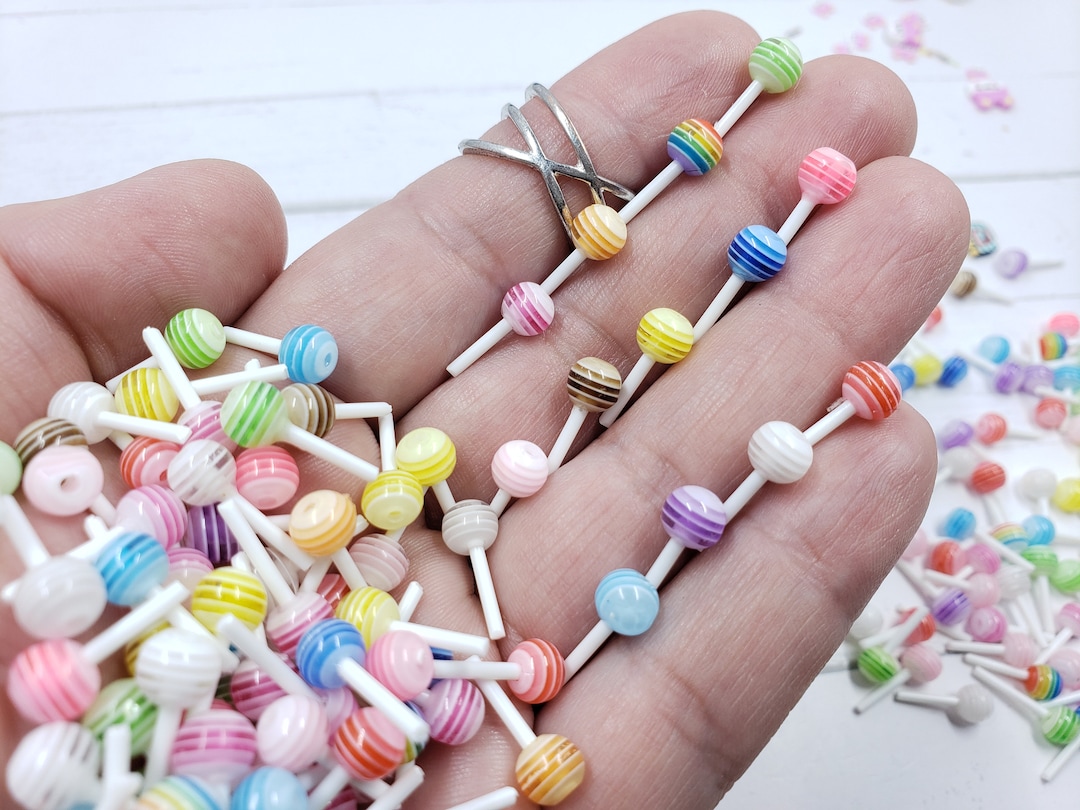 KAWAII 3-D Tiny LOLLIPOP CANDY 10PCS Resin Charms Flatback Cabochon ...
